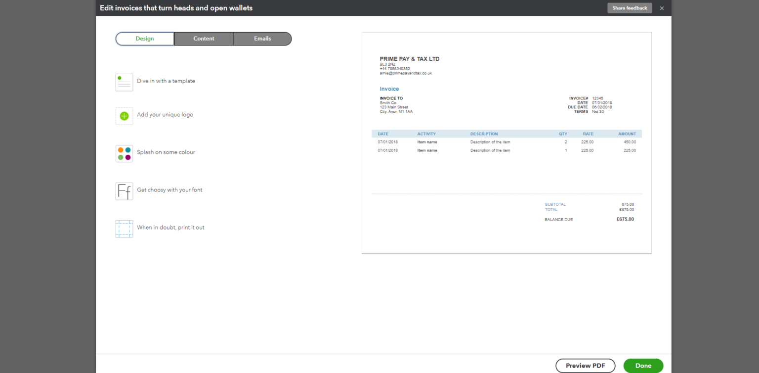How to add bank details to your sales invoices in QuickBooks